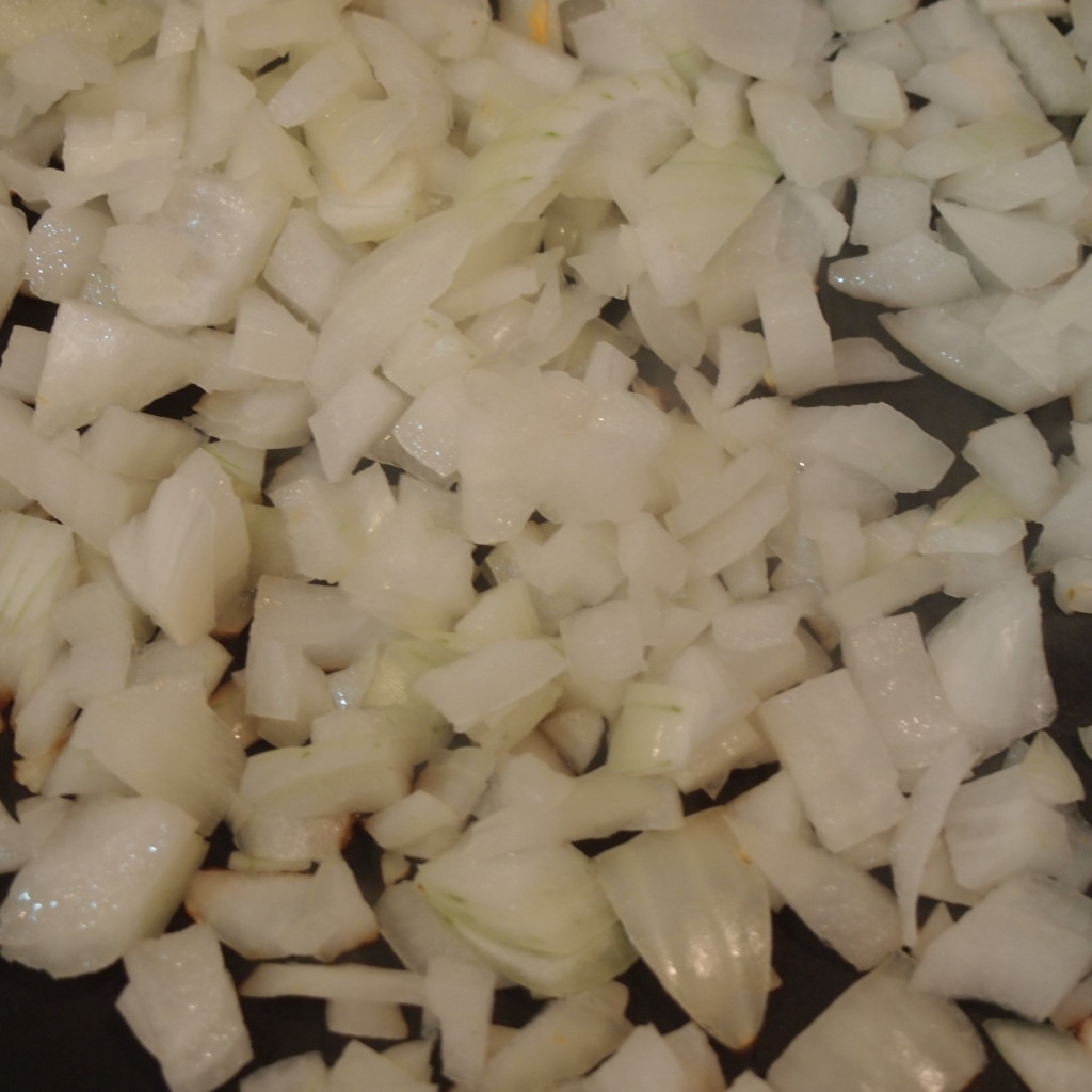 Cook the onion by it self and place into a bowl once it is translucent ...